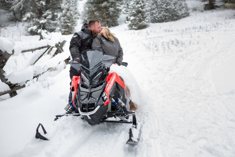 Winter Elopement Snowmobiling Adventure | Scenic Vows